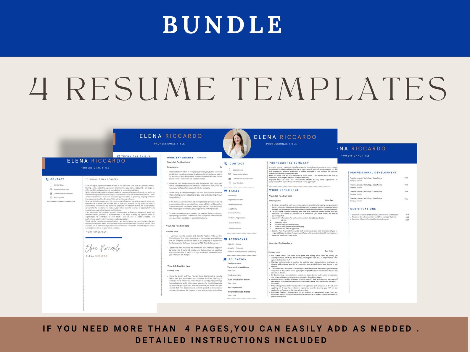 Modern Resume Template Bundle for Canva,google Docs Editable CV Design ...