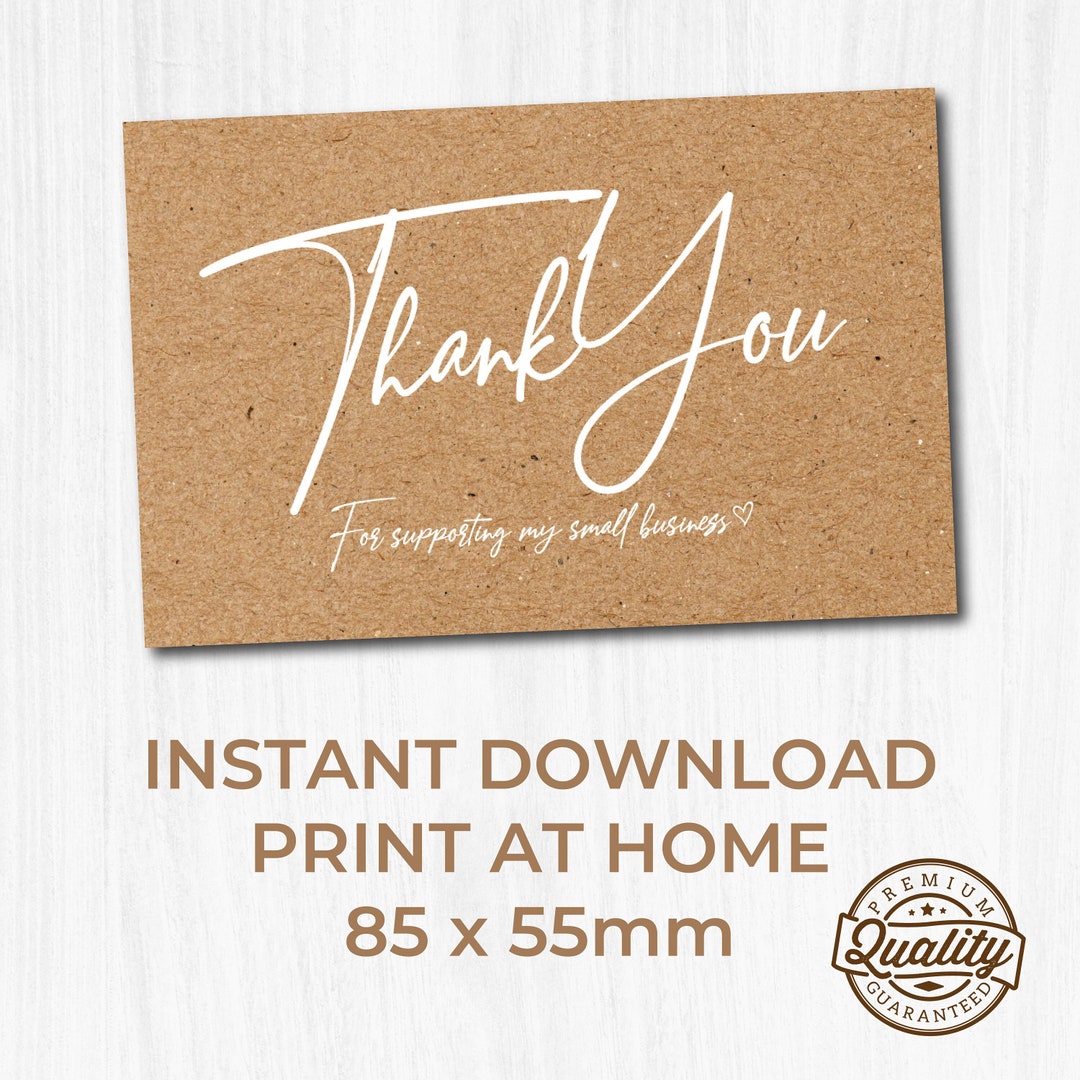 Thank You Card - Digital Download - Business Card Size - Etsy