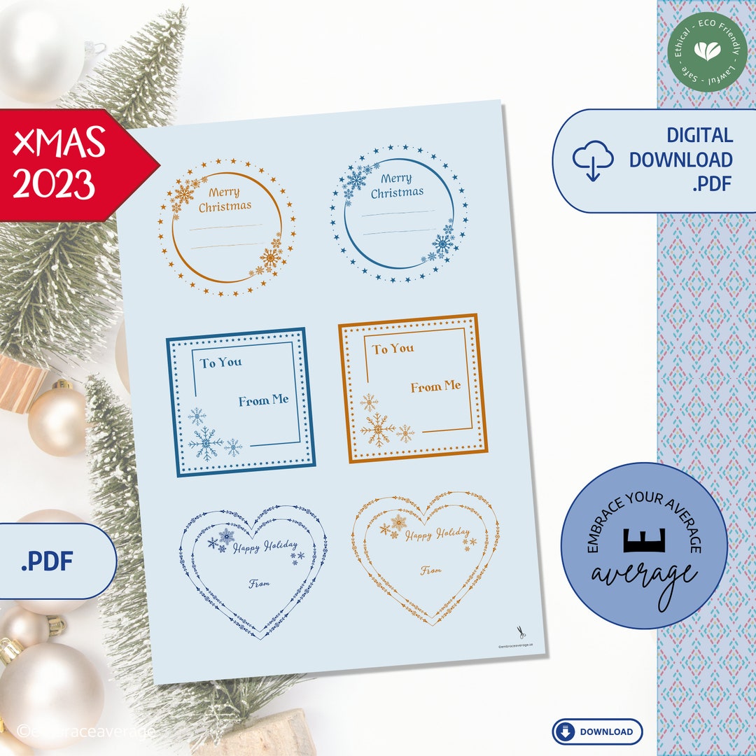Printable CHRISTMAS TAGS Blue Gold Printable Christmas Gift - Etsy