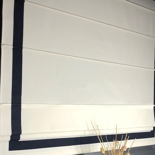 Linen Roman Shades , 100% Blackout Lining Option, 30 Colors, Custom ...