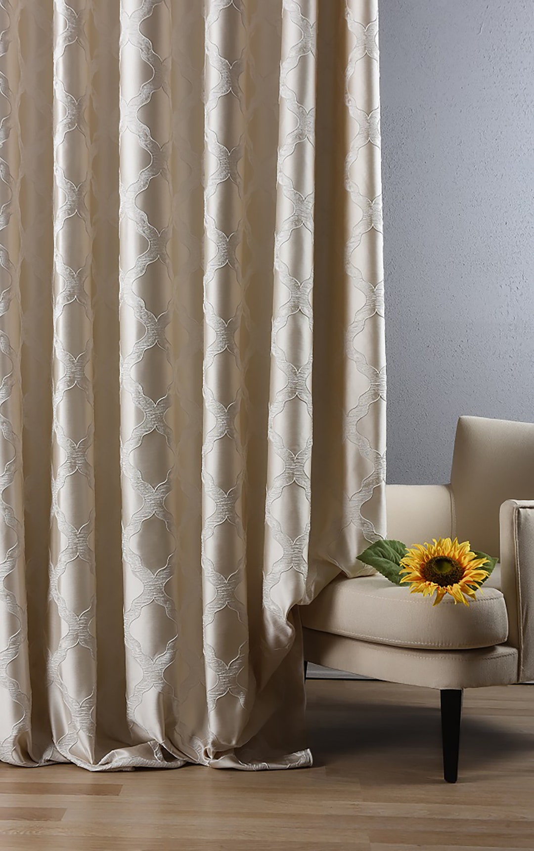 Dora Curtain, 5 Color Options, Window Drapes, Rod Pockets Grommet ...