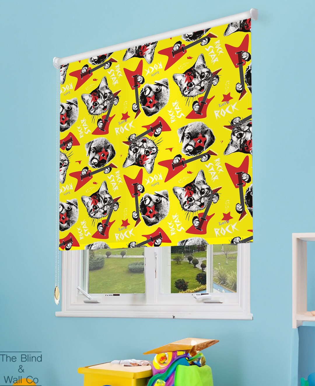 Kids Room Roller Shades, Funny Cats and Dogs Roller Blinds ...