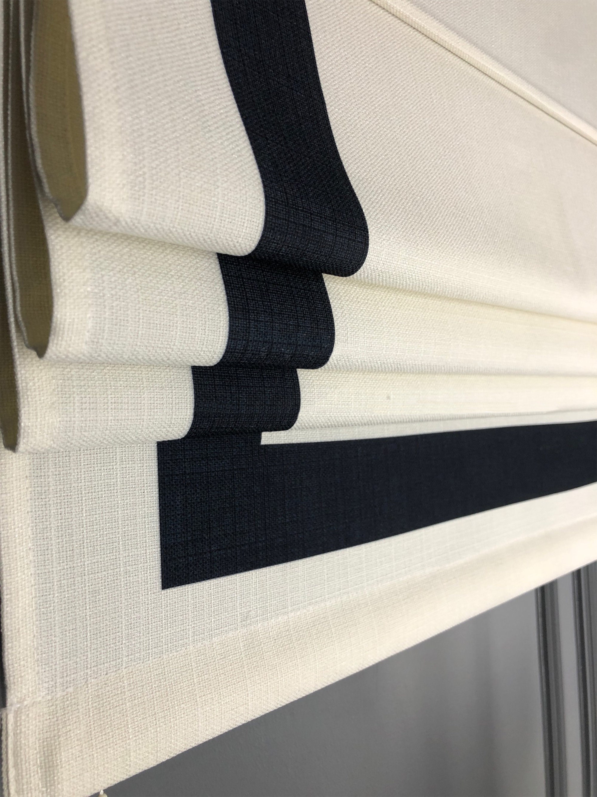 Linen Roman Shades With Border , 100% Blackout Lining Option, 30 Colors ...