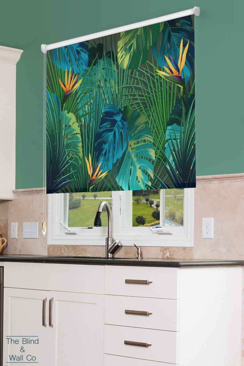 Tropic Flora Roller Shades, Custom Size Roller Blinds, Motor Blinds ...