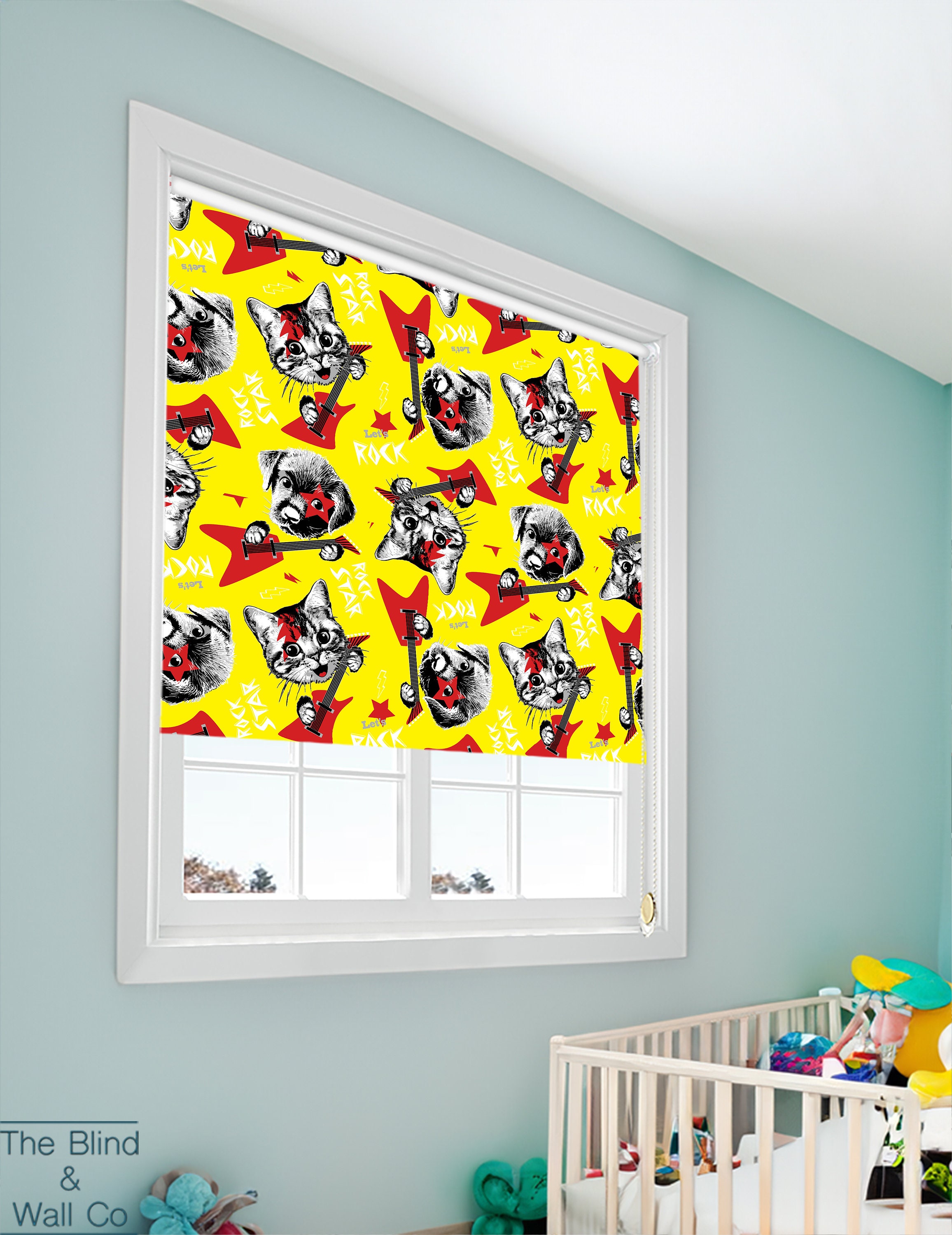 Kids Room Roller Shades, Funny Cats and Dogs Roller Blinds ...