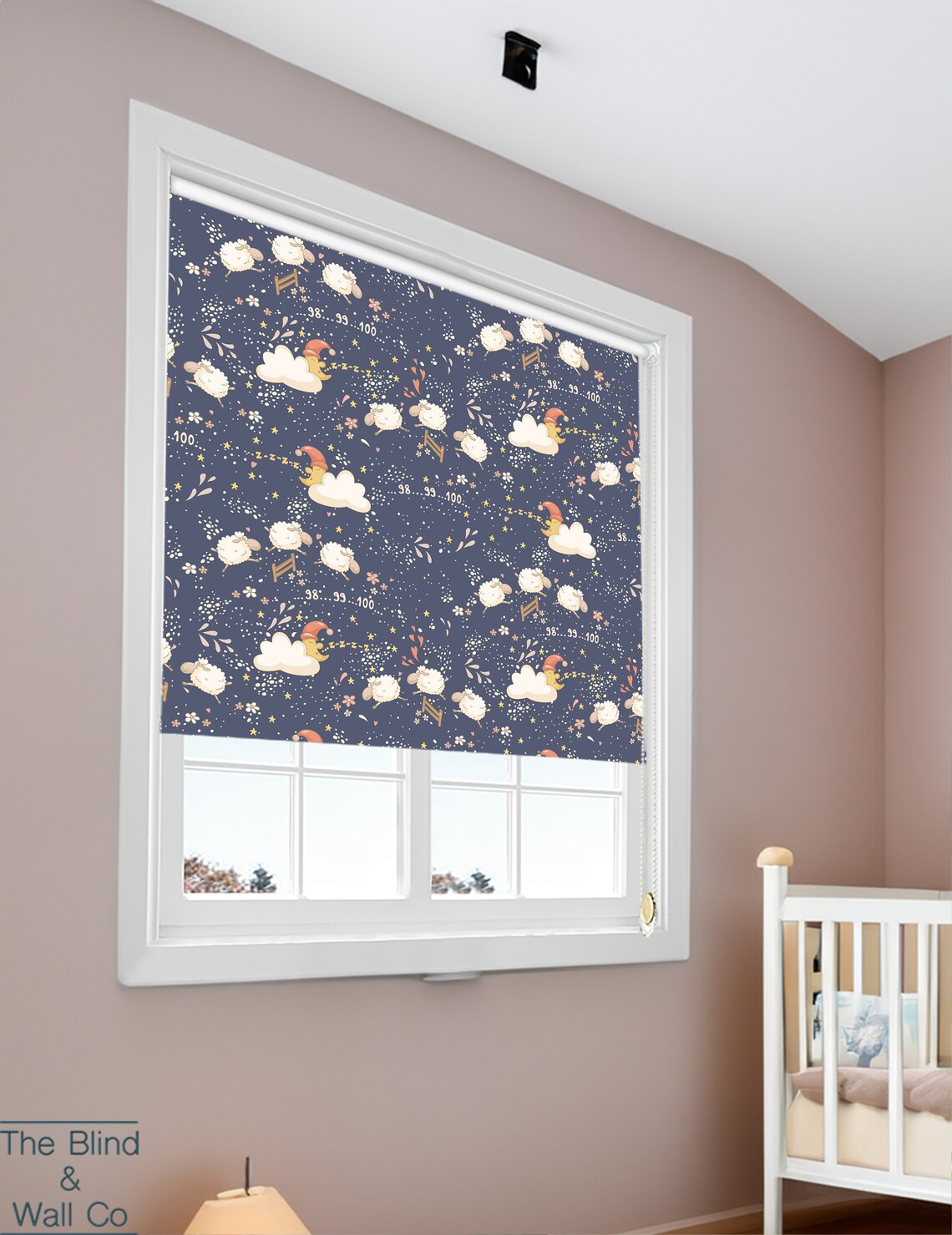 Kids Room Roller Shades, Sheep and Clouds Roller Blinds, Nursery Curtains, Printed Roller Shades ...