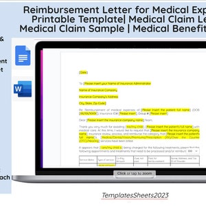 Reimbursement Letter for Medical Expenses | Printable Template| Medical ...