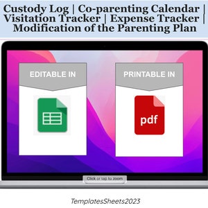 Editable & Printable Co-parenting Calendar | Expense Tracker | Custody ...