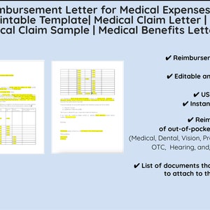 Reimbursement Letter for Medical Expenses | Printable Template| Medical ...