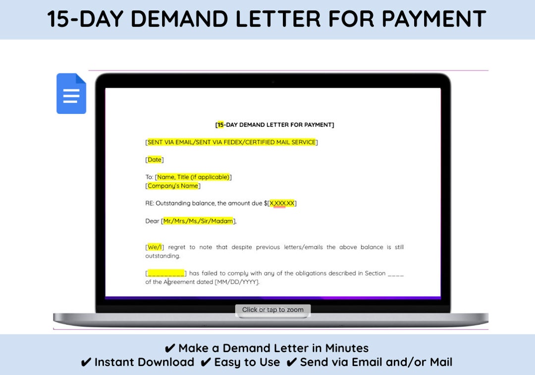 15-day Demand Letter for Payment template - Etsy