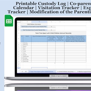 Editable & Printable Co-parenting Calendar | Expense Tracker | Custody ...