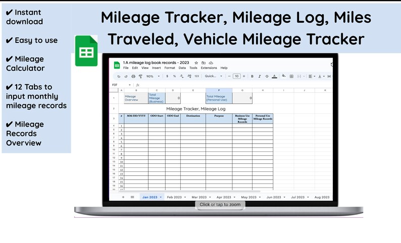 Mileage Travel Log | Mileage Printable | Mileage Excel | Delivery ...
