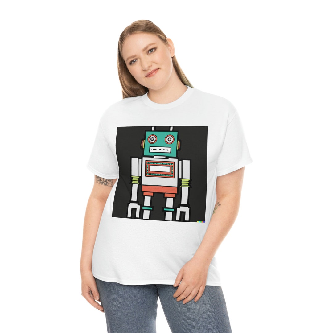 Robot Rave: Unisex Heavy Cotton Tee With Futuristic Print - Etsy UK