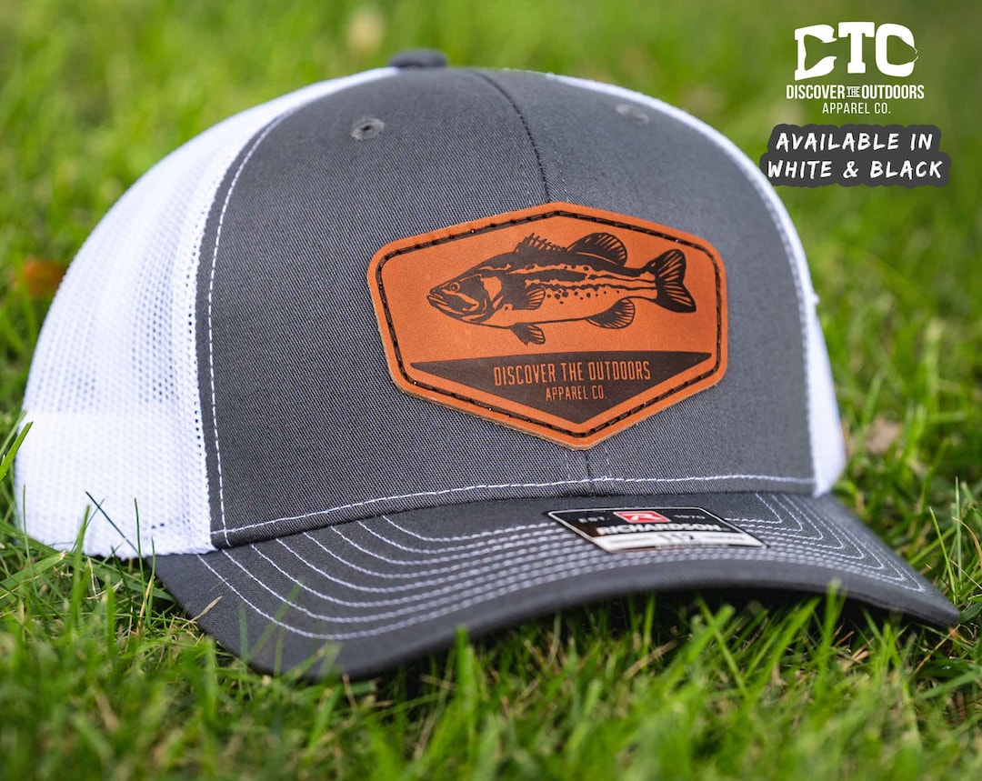 Bass Fishing Leather Patch Hat Fishing Hat, Patch Hat, Largemouth Bass ...