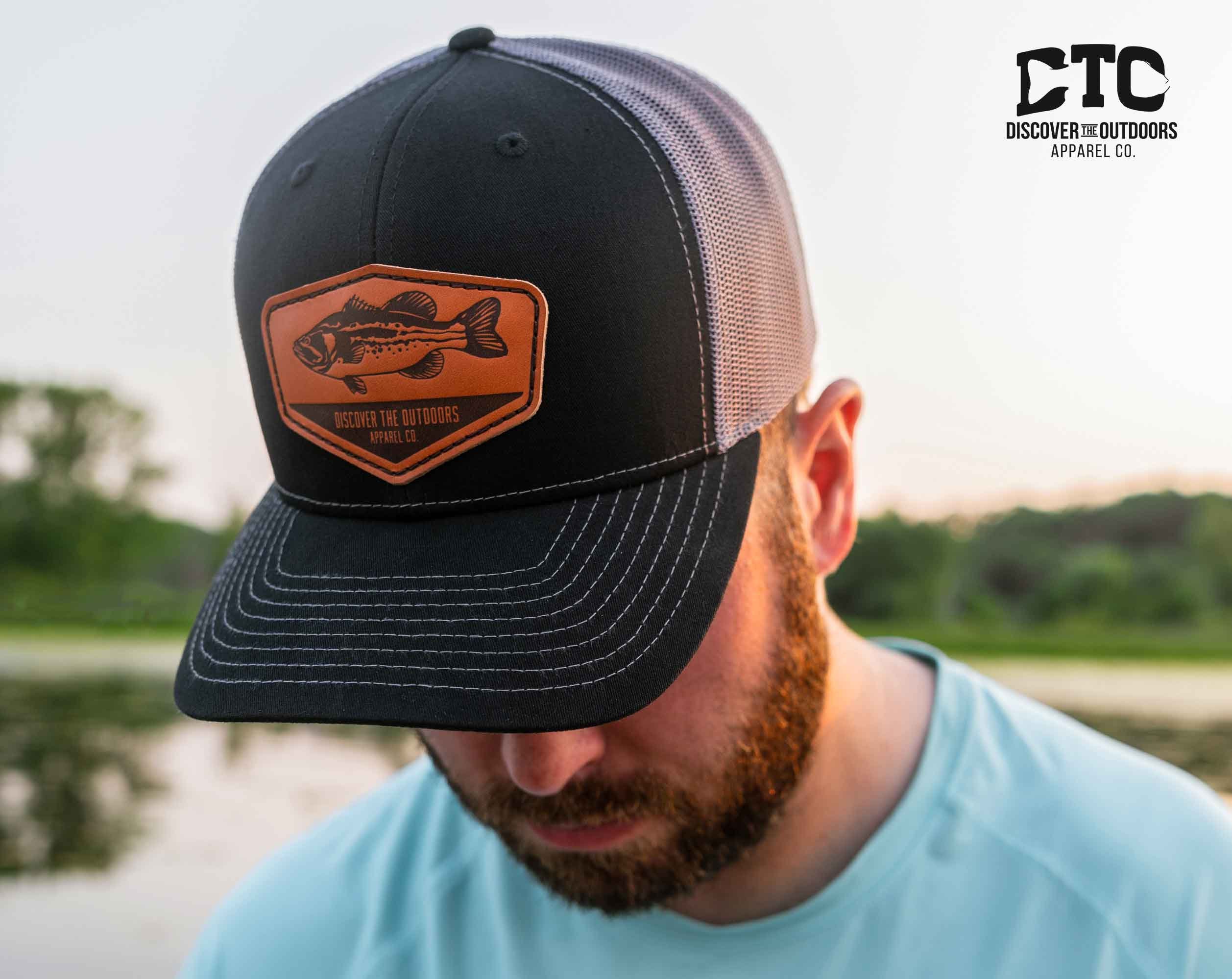 Bass Fishing Leather Patch Hat Fishing Hat, Patch Hat, Largemouth Bass ...