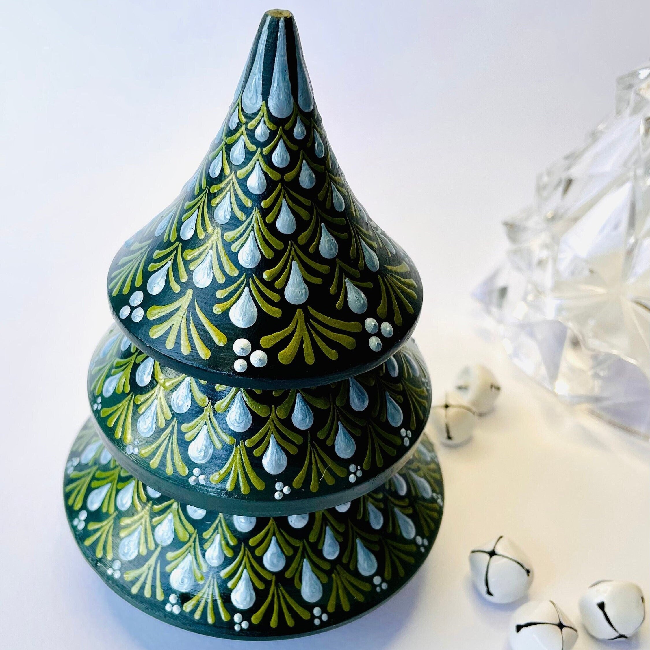 Handpainted Mandala Christmas Tree, Parnassos Festive Wooden Ornament ...