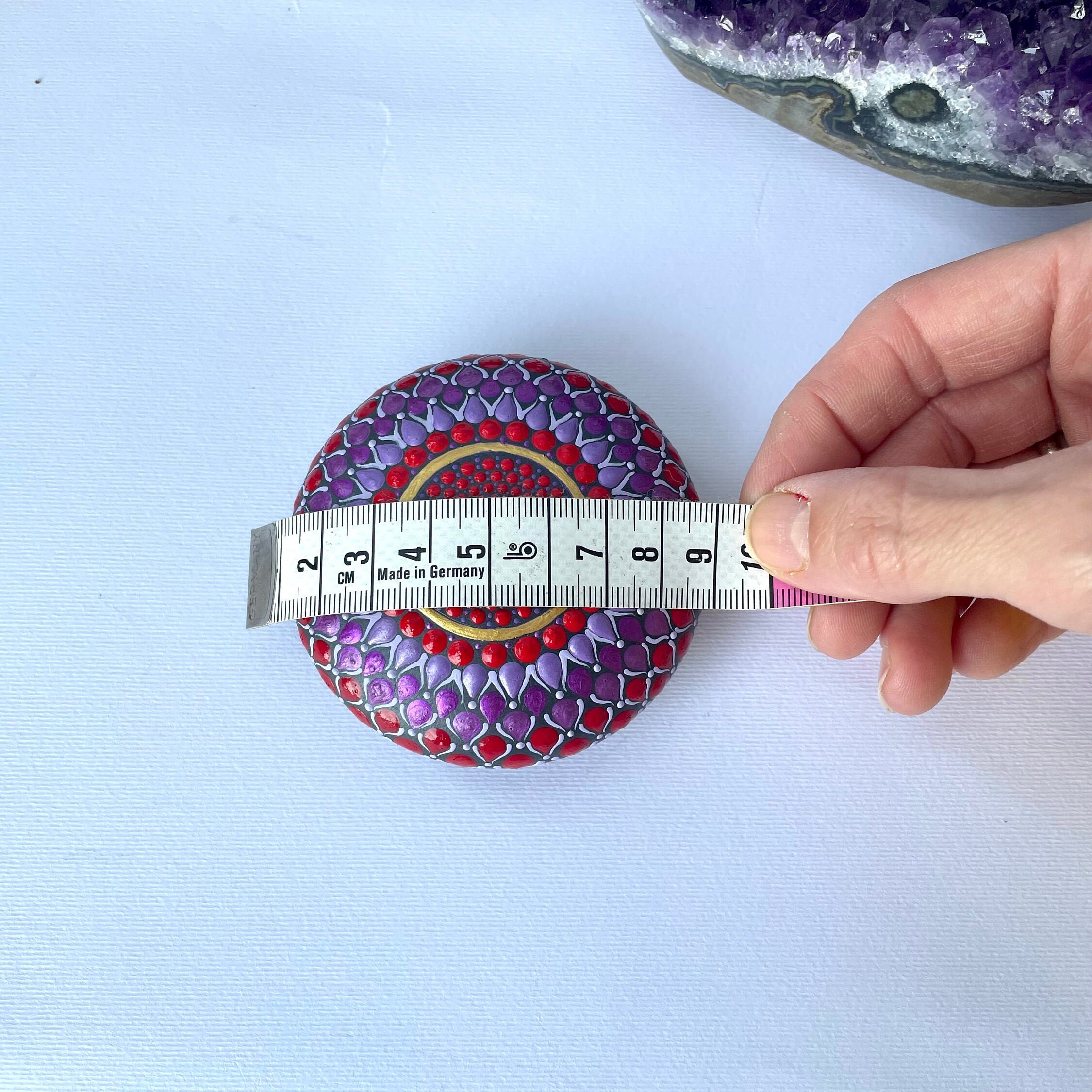 Hand Painted Purple Mandala Dot Art Stone, Pointillism Artwork ...