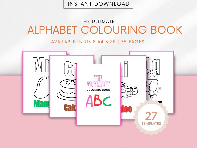 Ultimate Alphabet Coloring Book - Educational Digital Download for Kids ...