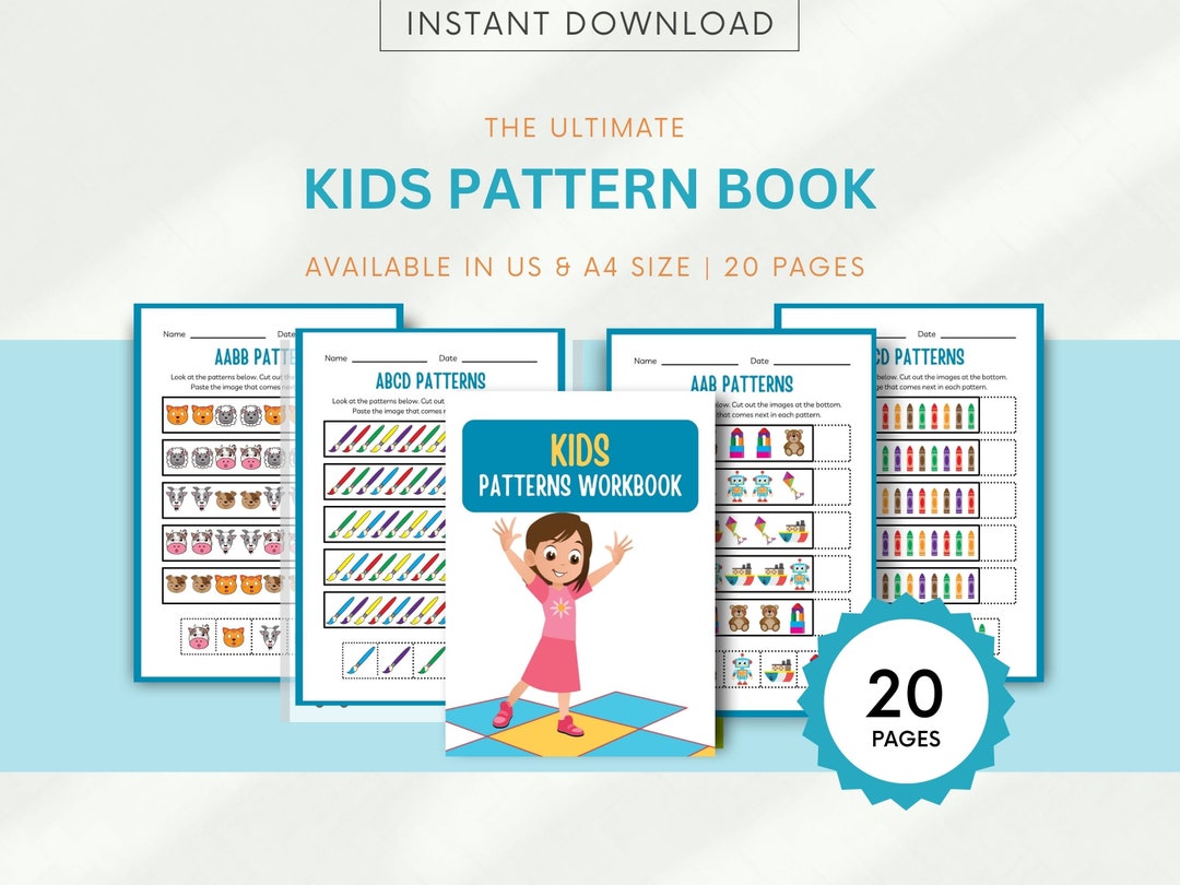 Kindergarten Math Patterns Workbook - Interactive Sequencing & Shape ...