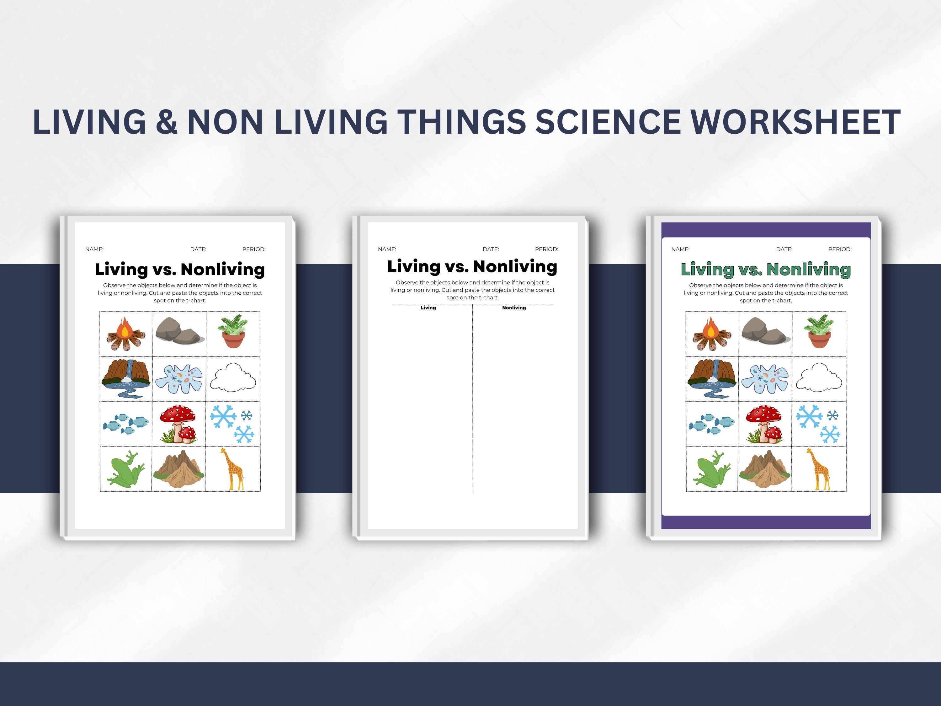 Living Vs. Nonliving Science Worksheets for Kids - Sorting Activities ...
