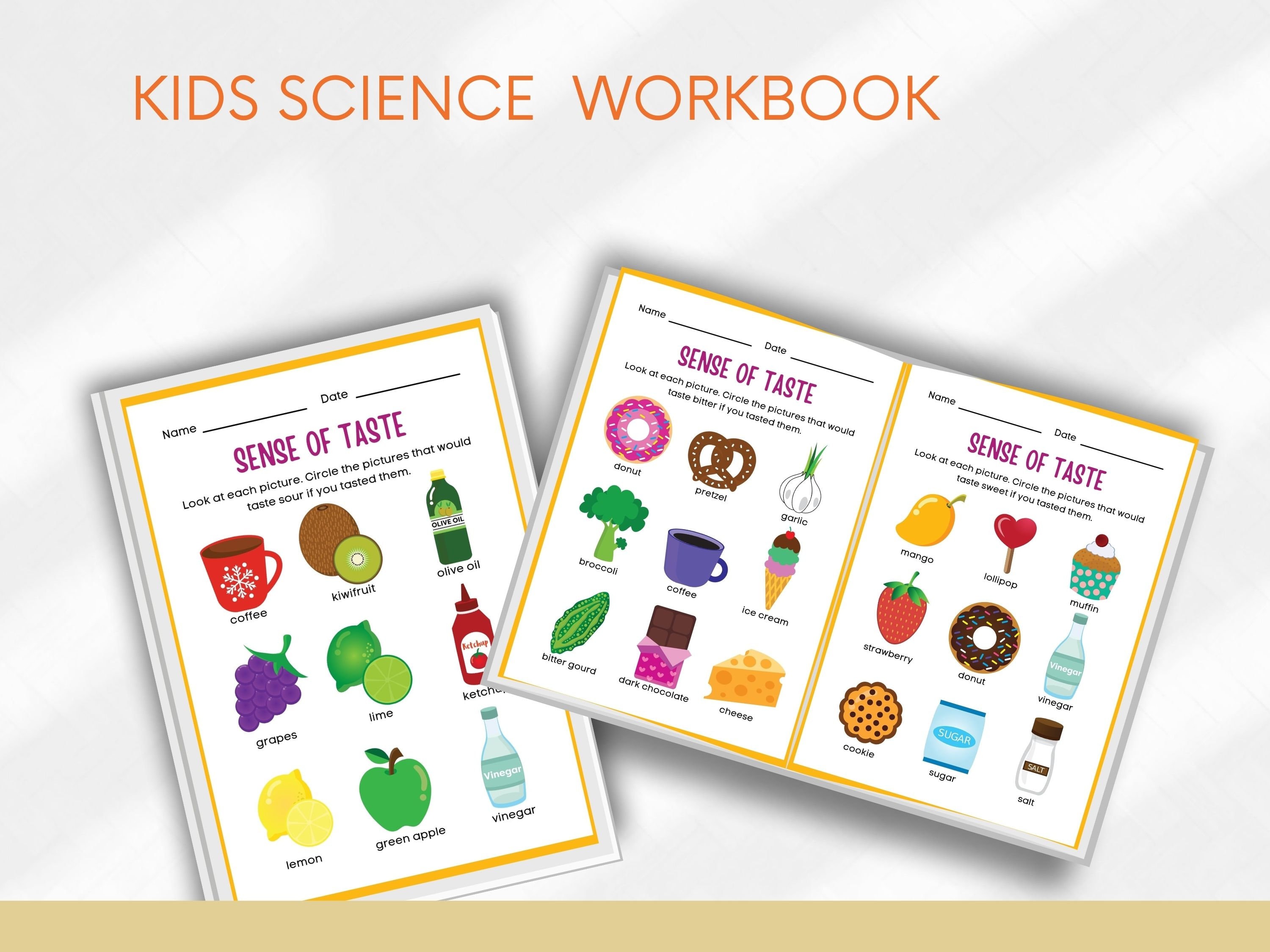 Interactive Sense of Taste Worksheet for Kids Explore Flavors, Learning ...