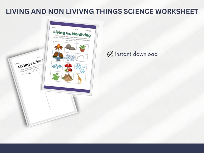 Living Vs. Nonliving Science Worksheets for Kids - Sorting Activities ...