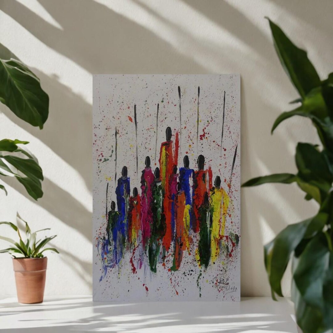 Tanzanian Men, African Painting, Pop-art - Wallart, Zanzibar, Big Wall ...