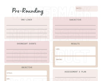 Pre-rounding Journal Template for Medical Students, Residents, Doctors ...