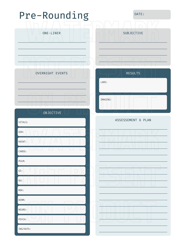 Pre-rounding Journal Template for Medical Students, Residents, Doctors ...