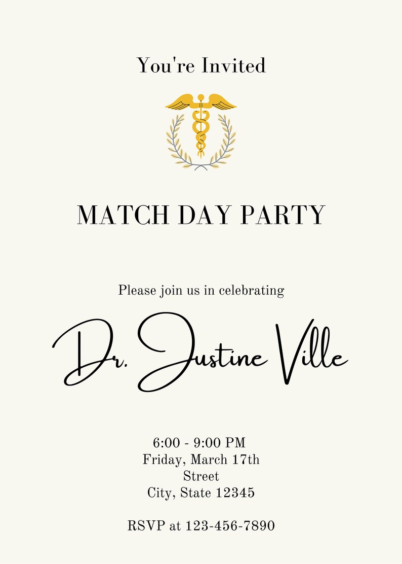 Medical School Graduation Match Day Party Invitation Medical - Etsy