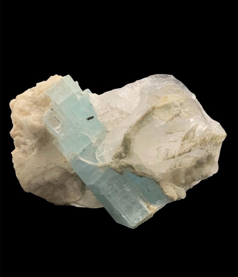 Natural Aquamarine Specimen With Quartz Rough Aquamarine, Aquamarine ...
