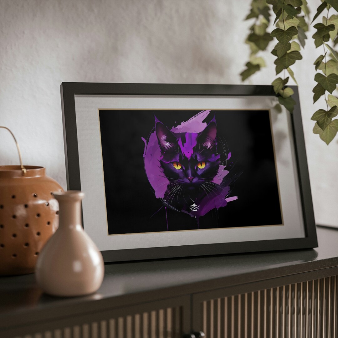 Abstract Cat Framed Posters Small Sizes Black Medium Density - Etsy