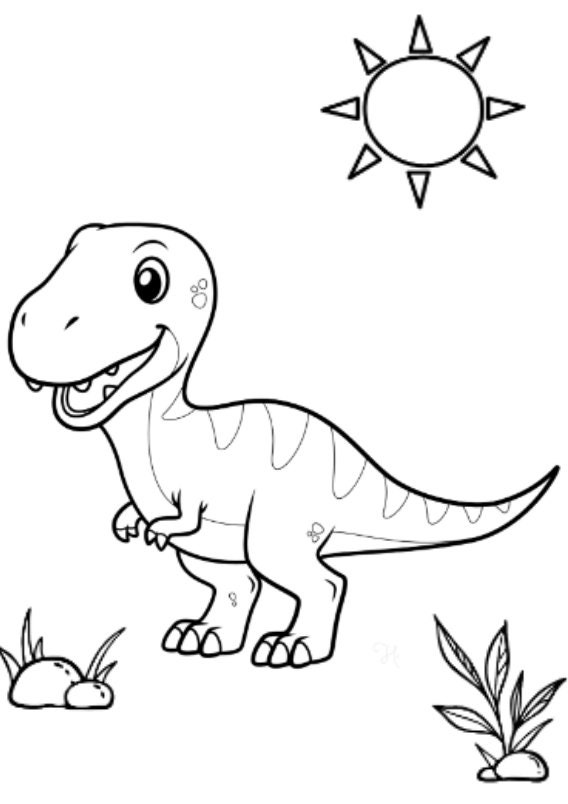 T Rex Digital Coloring Print - Etsy