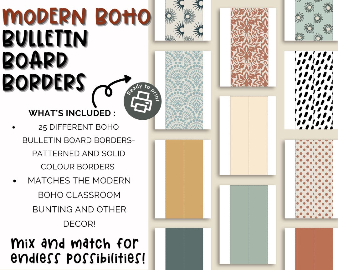 Modern Boho Bulletin Board Borders | Calm Classroom | Modern Boho ...