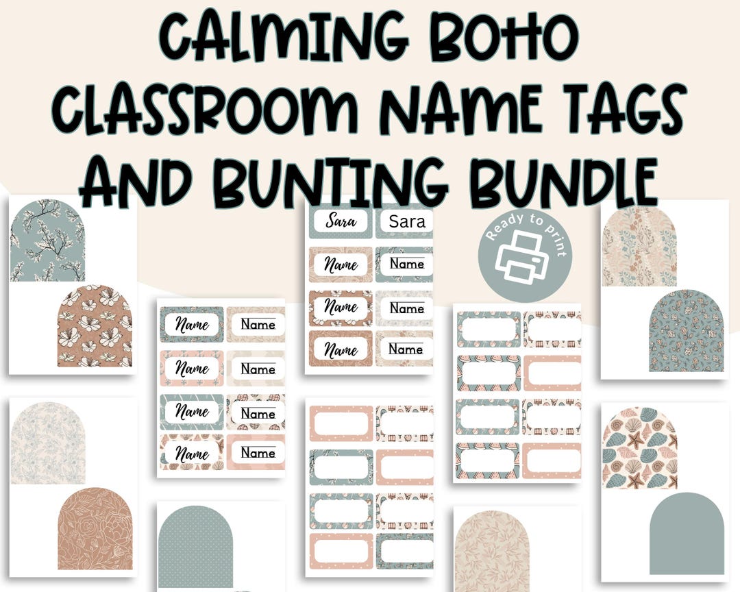 Editable Boho Calming Classroom Name Tags Calm Classroom Decor Bundle ...