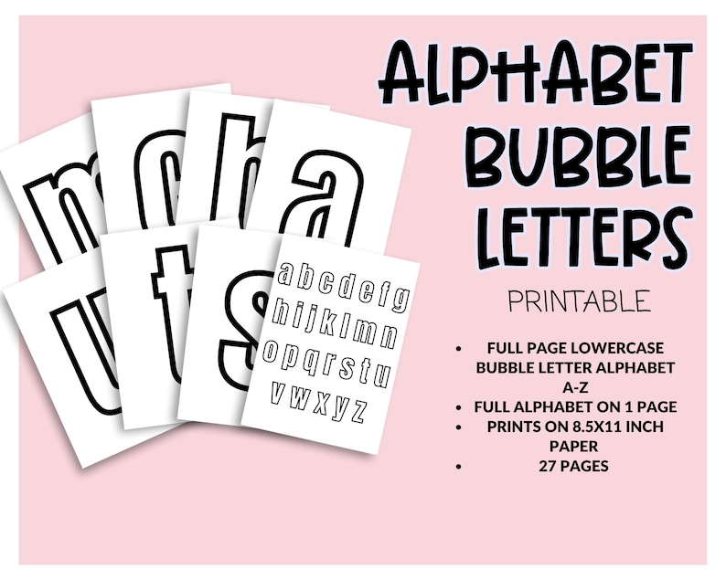 Printable Lowercase Bubble Letters: Alphabet Learning, Crafts (PDF ...