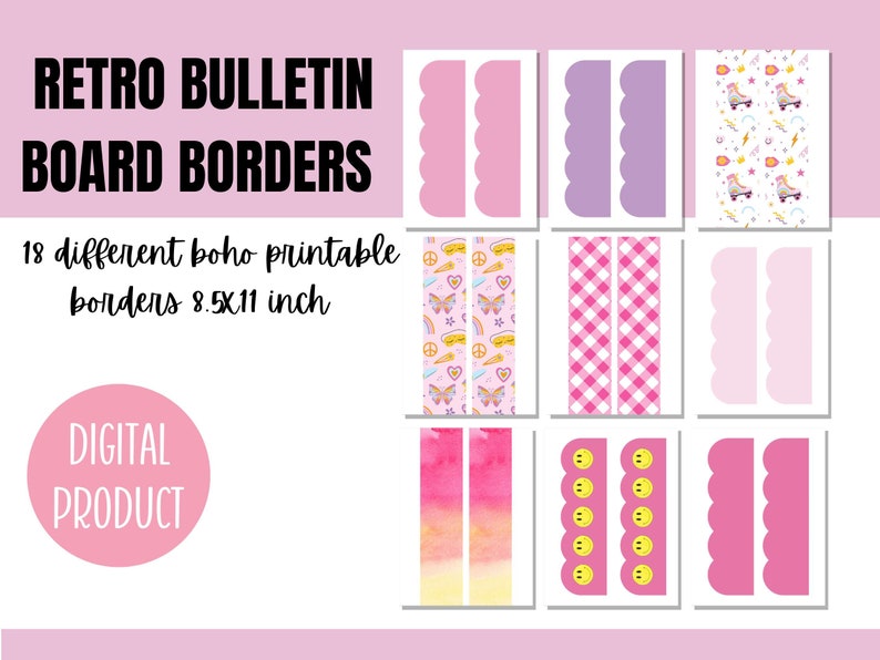 Groovy Retro Boho Bulletin Board Borders Pack Retro Classroom Decor ...