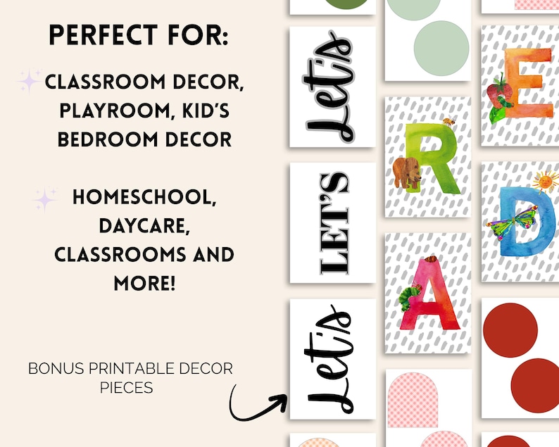 Eric Carle Inspired READ Poster Set With Children's Book Characters ...