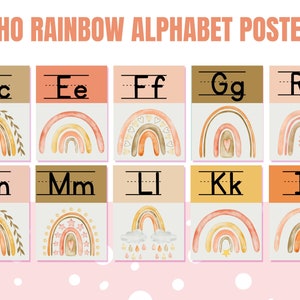 Boho Rainbow Classroom Decor Boho Alphabet Classroom Posters Neutral ...