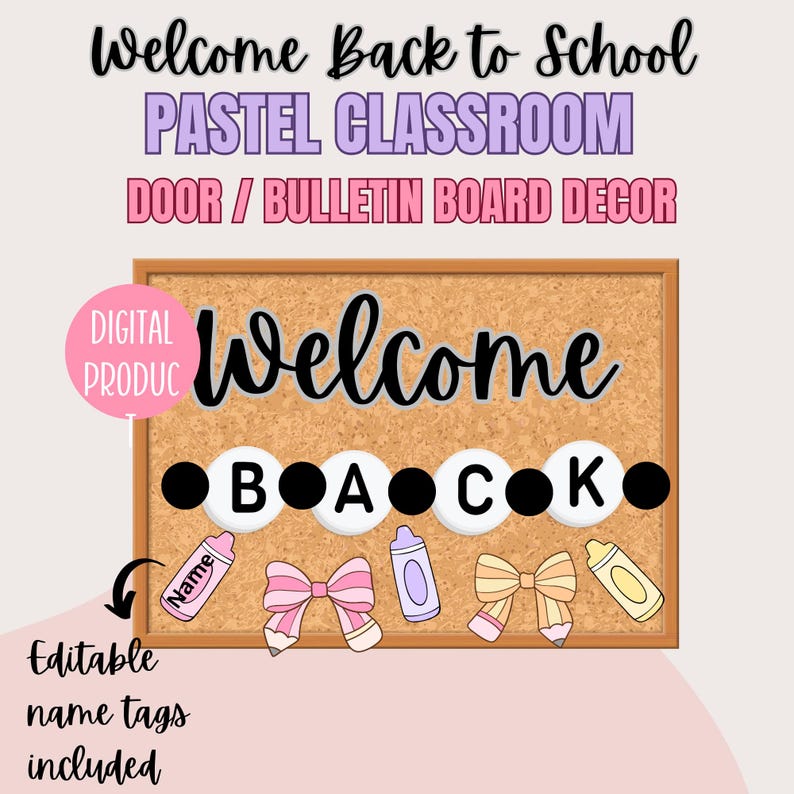 Pastel Back to School Bulletin Board Kit | Welcome Classroom Door Decor ...