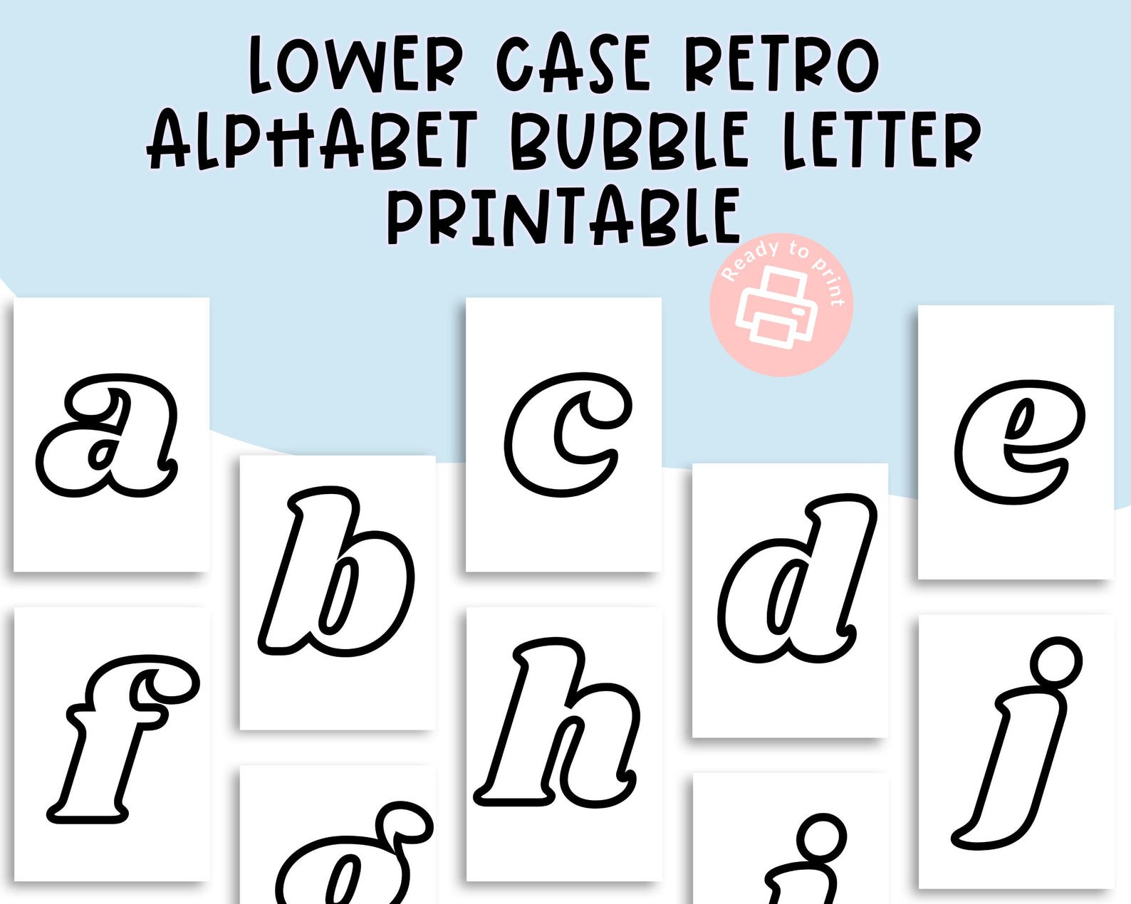 Printable Retro Bubble Letters – Lowercase Alphabet (PDF Download) - Etsy