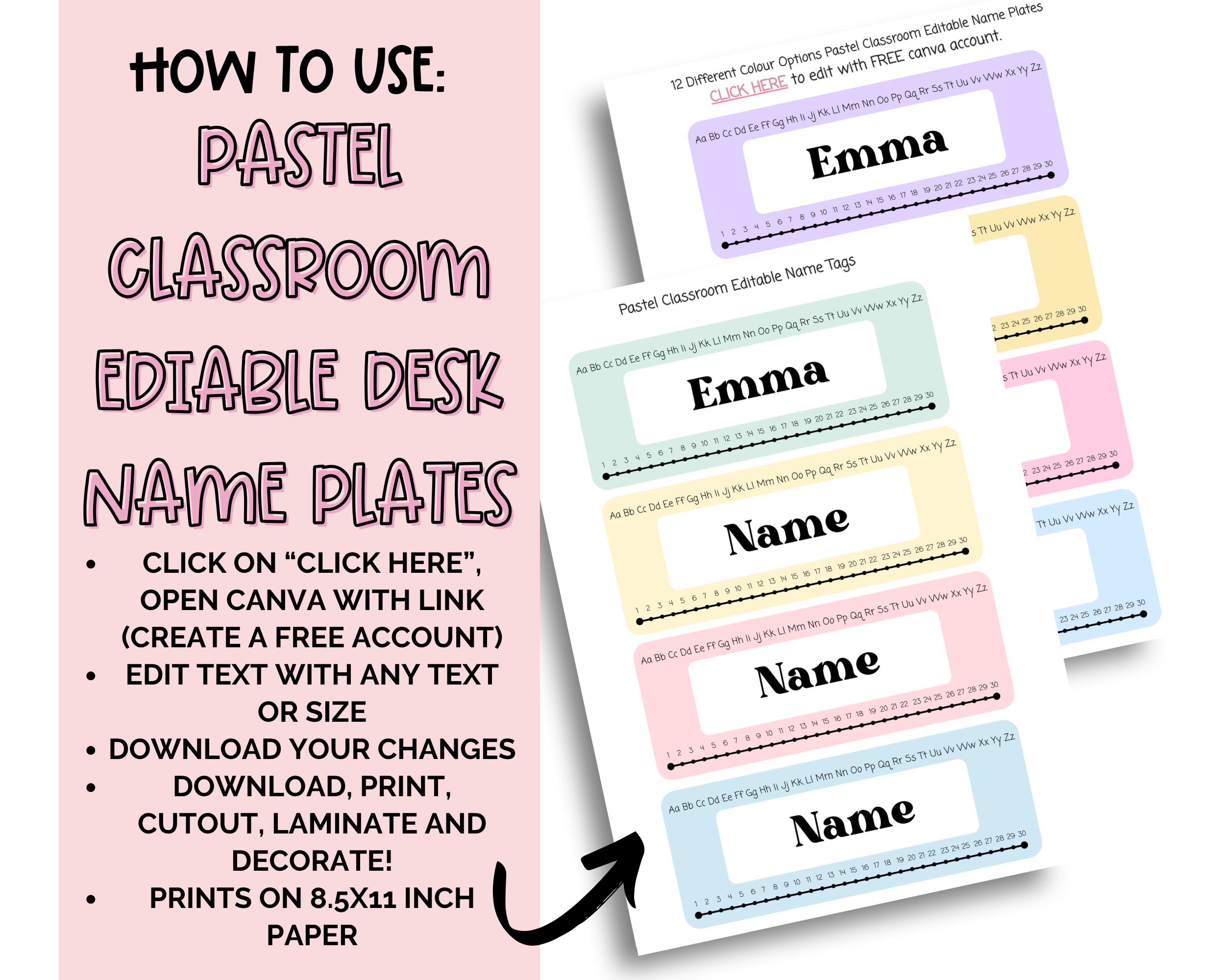 Pastel Editable Name Tags for Students | Pastel Classroom Decor ...