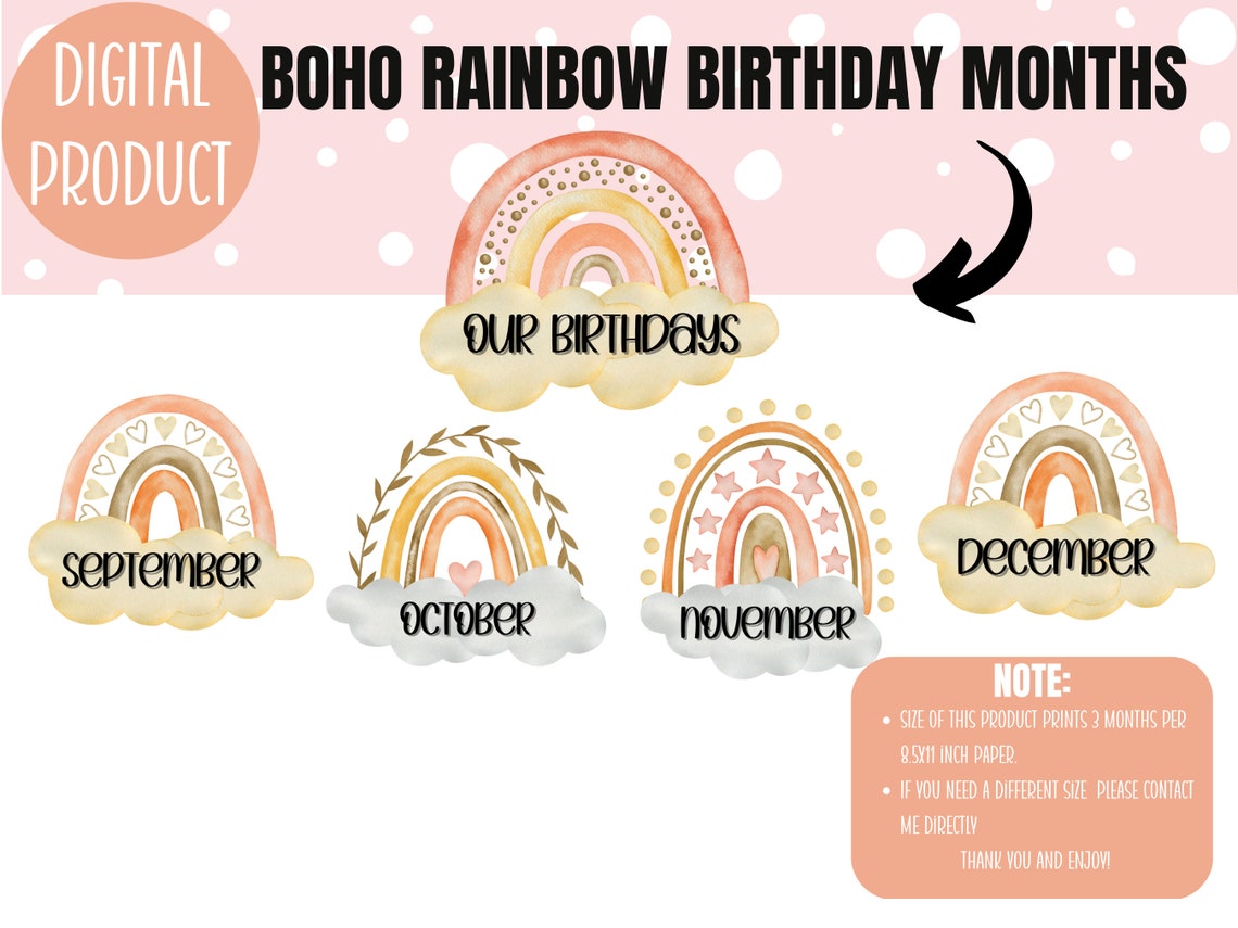 Boho Rainbow Classroom Decor Birthday Board Display Editable Classroom ...
