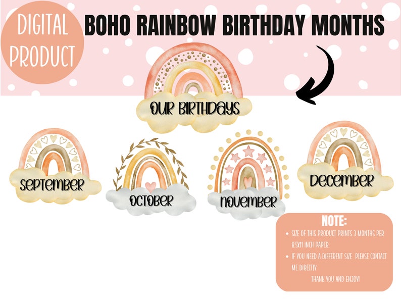 Boho Rainbow Classroom Decor Birthday Board Display Editable Classroom ...