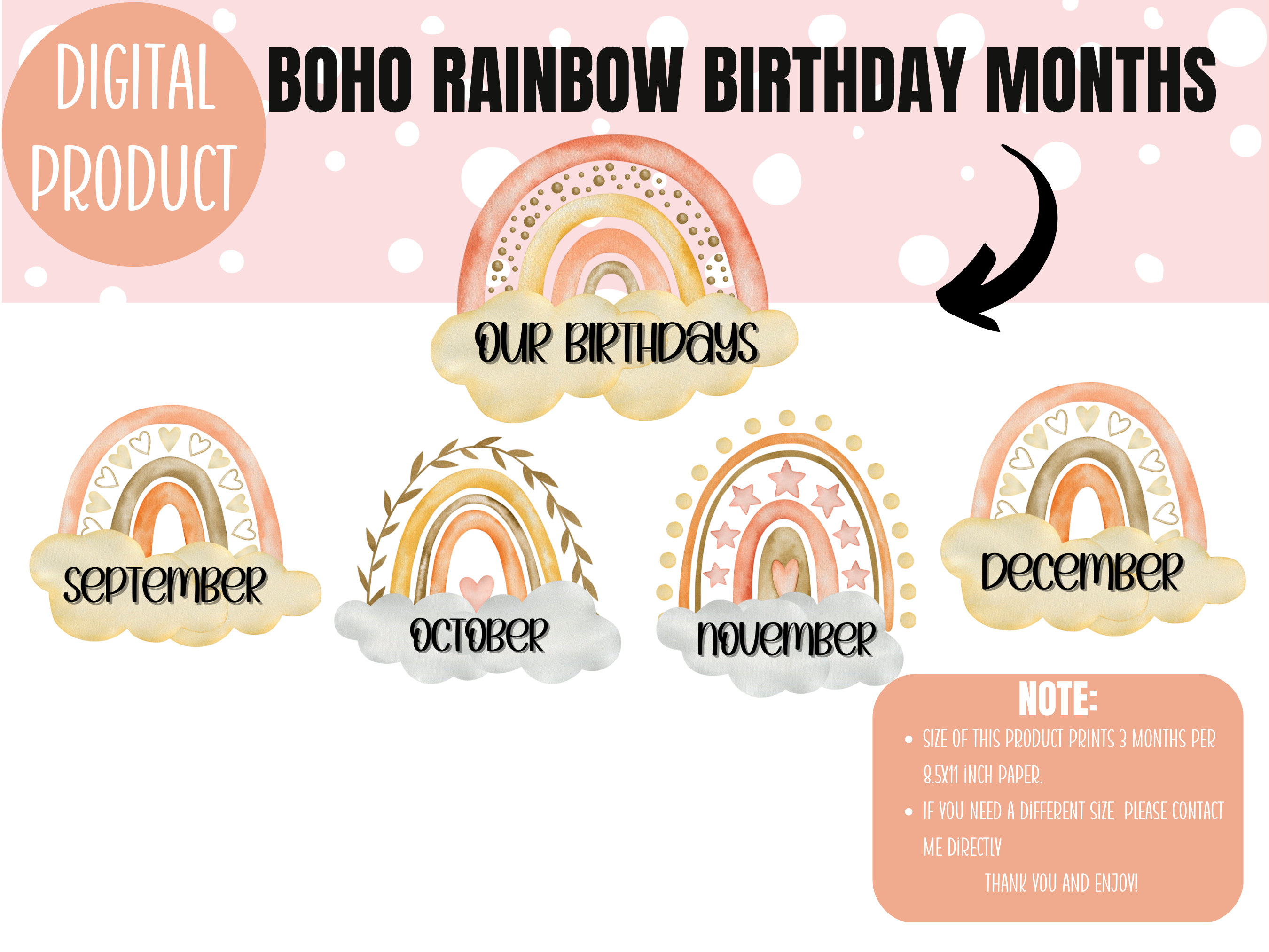 Boho Rainbow Classroom Decor Birthday Board Display Editable Classroom ...