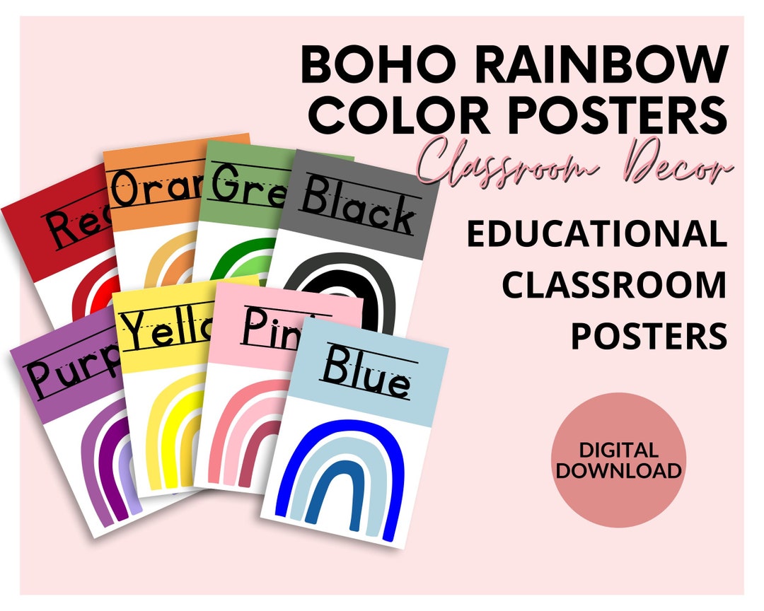 Boho Classroom Decor Boho Rainbow Color Posters Boho Calm Classroom ...