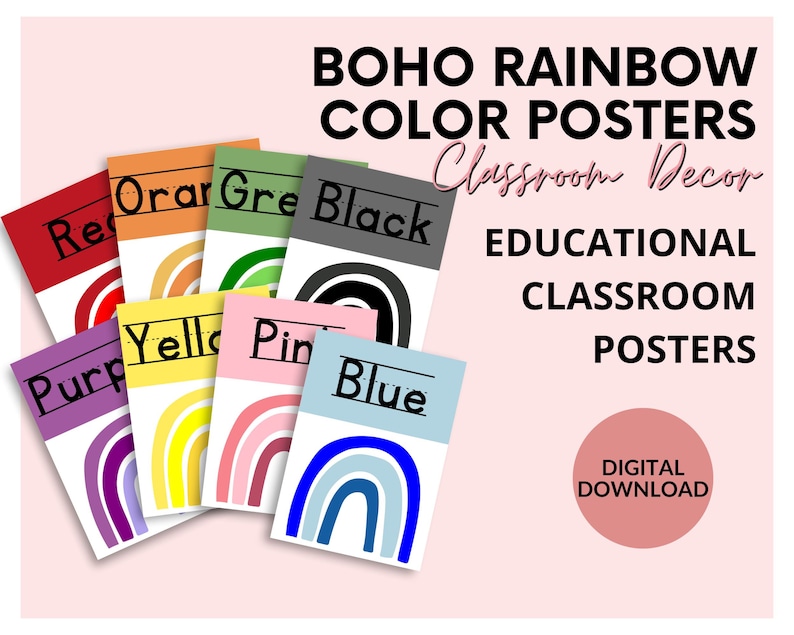 Boho Classroom Decor Boho Rainbow Color Posters Boho Calm - Etsy