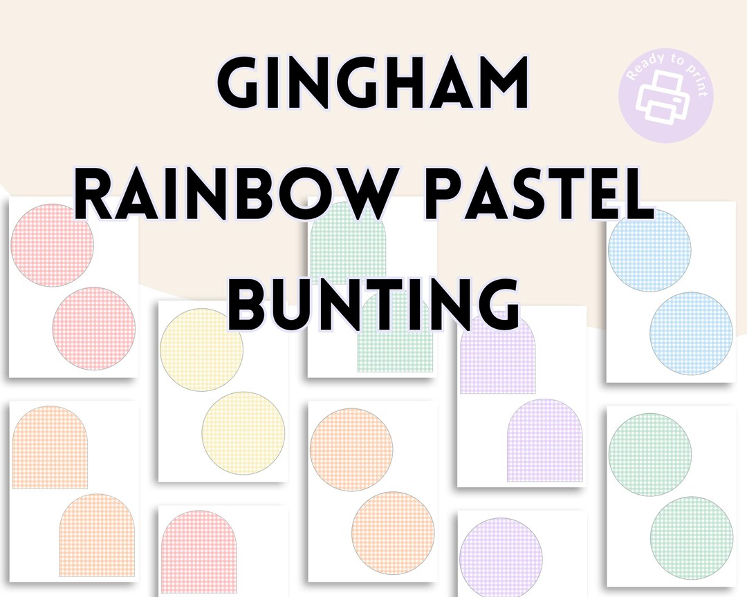 Gingham Rainbow Pastel Classroom Decor Bundle Bunting Banners Boho ...