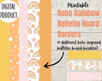 Printable Classroom Borders Boho Rainbow Bulletin Board Borders Boho ...