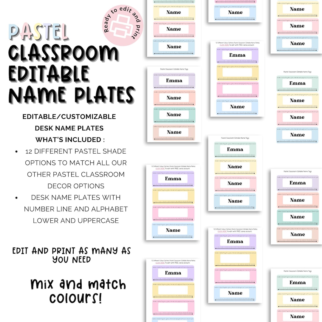 Pastel Editable Name Tags for Students | Pastel Classroom Decor ...